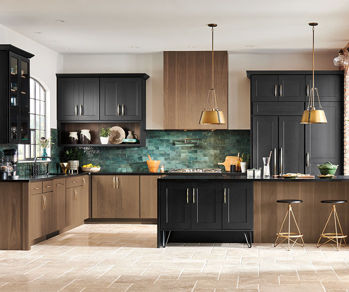 Transitional Walnut and Maple Kitchen Cabinets - MasterBrand