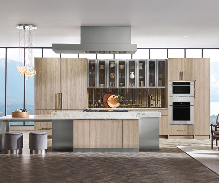Casual Gray and Woodtone PureStyle™ Kitchen Cabinets - MasterBrand